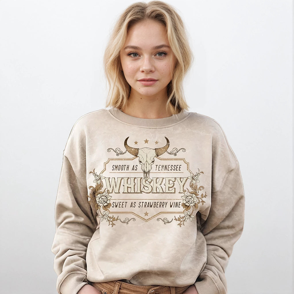 Whiskey Mineral Graphic Sweatshirt Vintage Mineral Wash Oversized